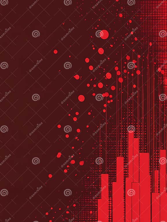 Abstract Red Data Visualization Red Data Points Bar Graph Dots Digital Technology Concept ...