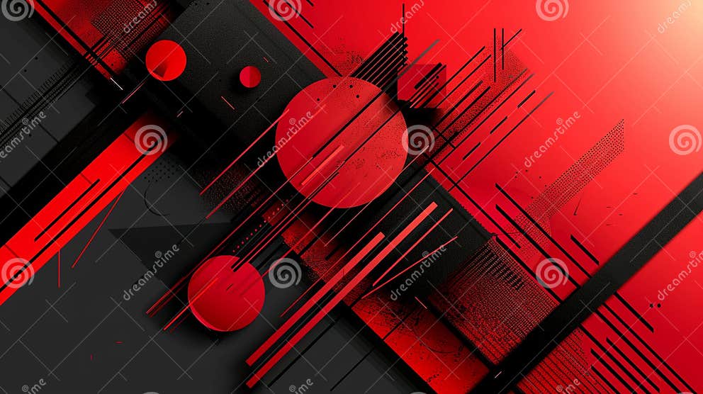 Abstract Red Design with Circular Elements and Sharp Lines in a Dynamic ...