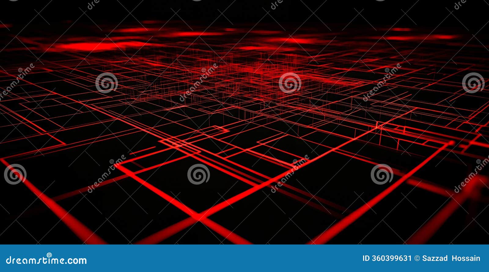 Abstract Red Digital Network Grid Futuristic Technology Background High ...
