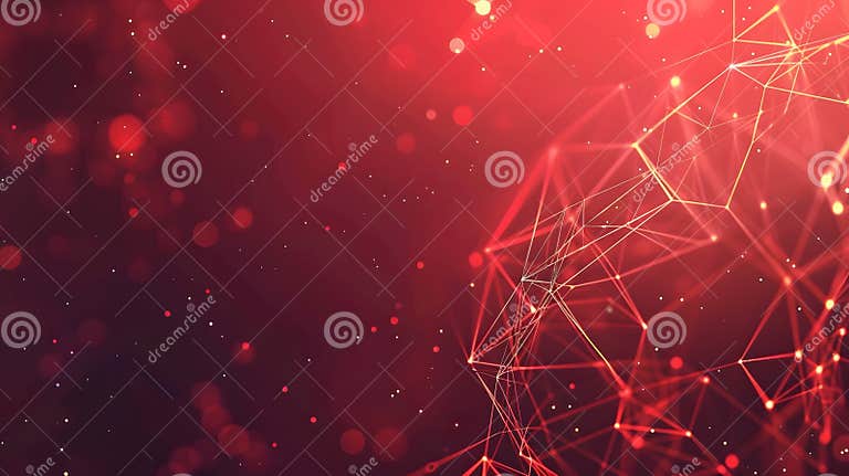 Abstract Red Digital Network with Low Poly Style Stock Illustration ...