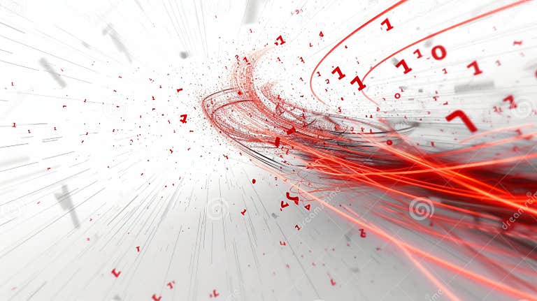 Abstract Red Digital Stream with Binary Numbers Stock Image - Image of dynamic, futuristic ...