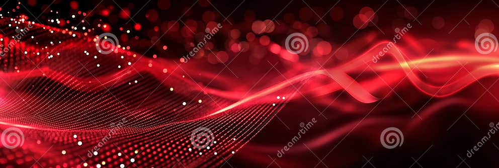 Abstract Red Digital Wave of Particles Flowing in Cyberspace Stock ...