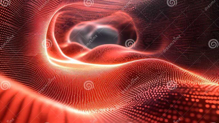 Abstract Red Digital Waveform Background with Dynamic Particles Stock ...
