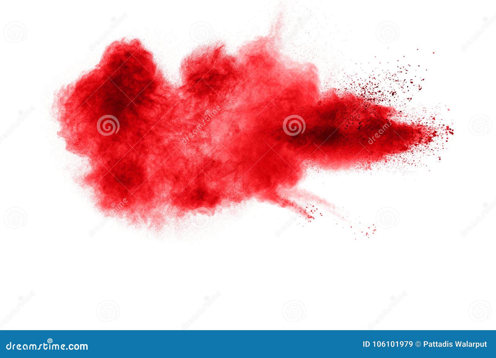 Red Powder Explosion Isolated on White Background. Stock Image - Image ...