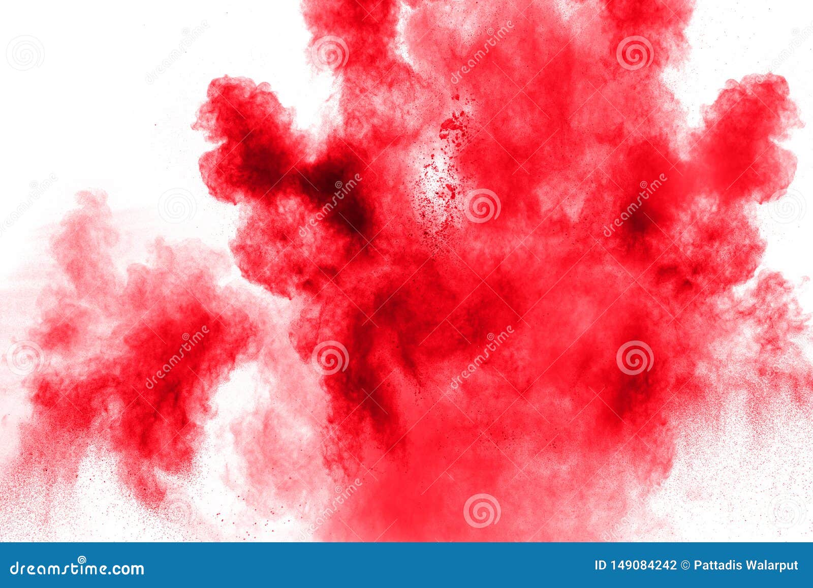 Abstract Red Dust Splattered on White Background. Red Powder Explosion ...