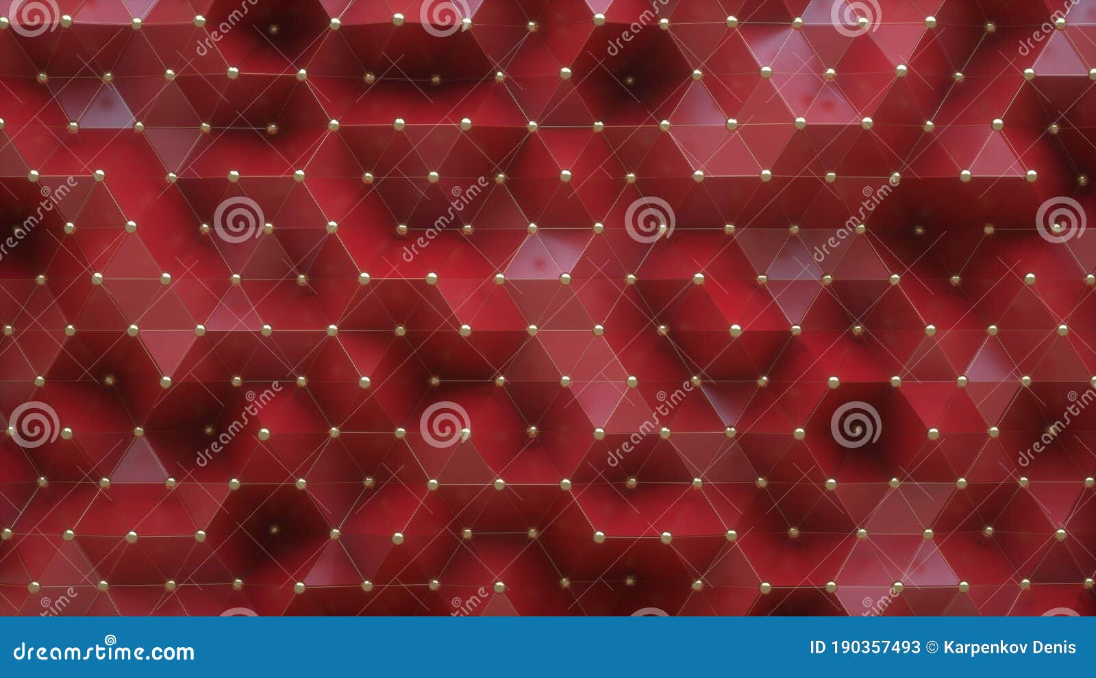 Abstract Red Embossed Background with Golden Beads 3D Image Stock ...
