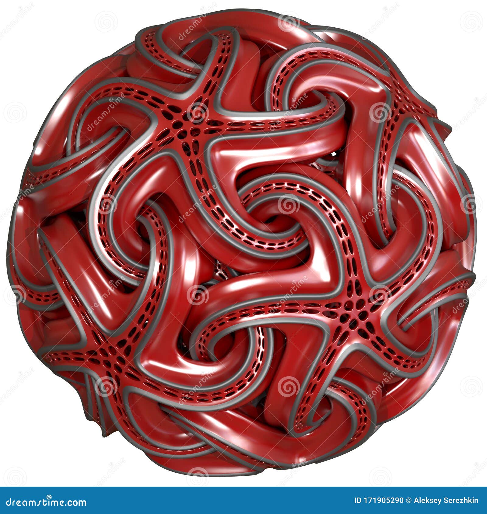 Abstract Red Figure in the Form of a Ball on a White Background ...