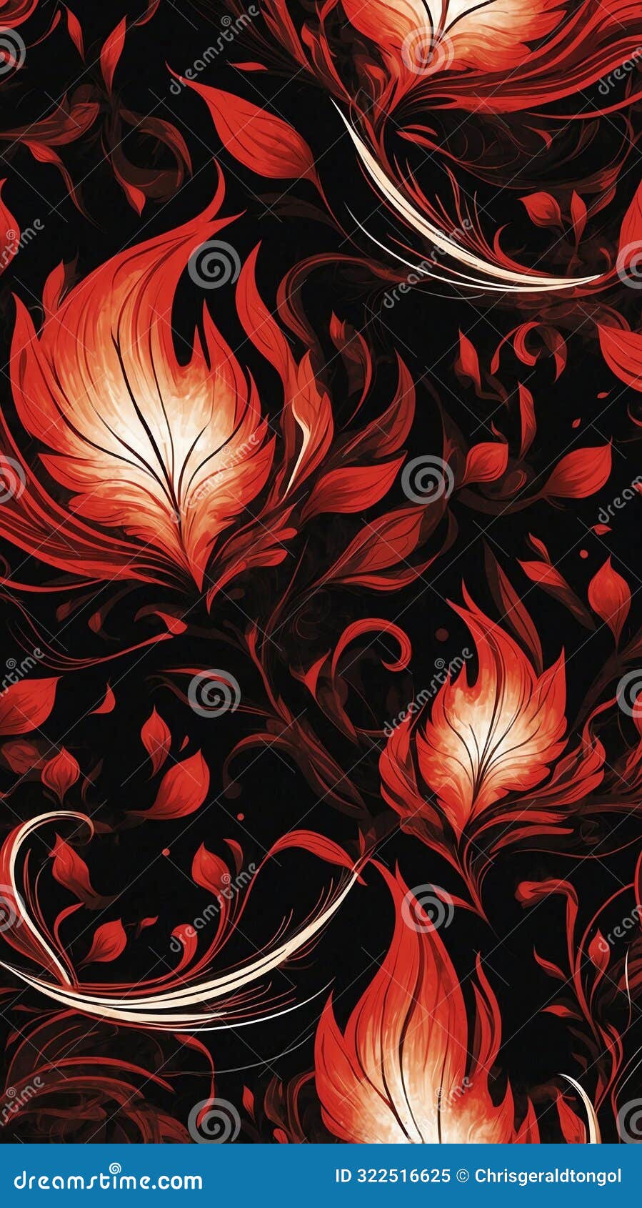 Abstract Red Fire Design in Black Ai Generated Stock Illustration ...
