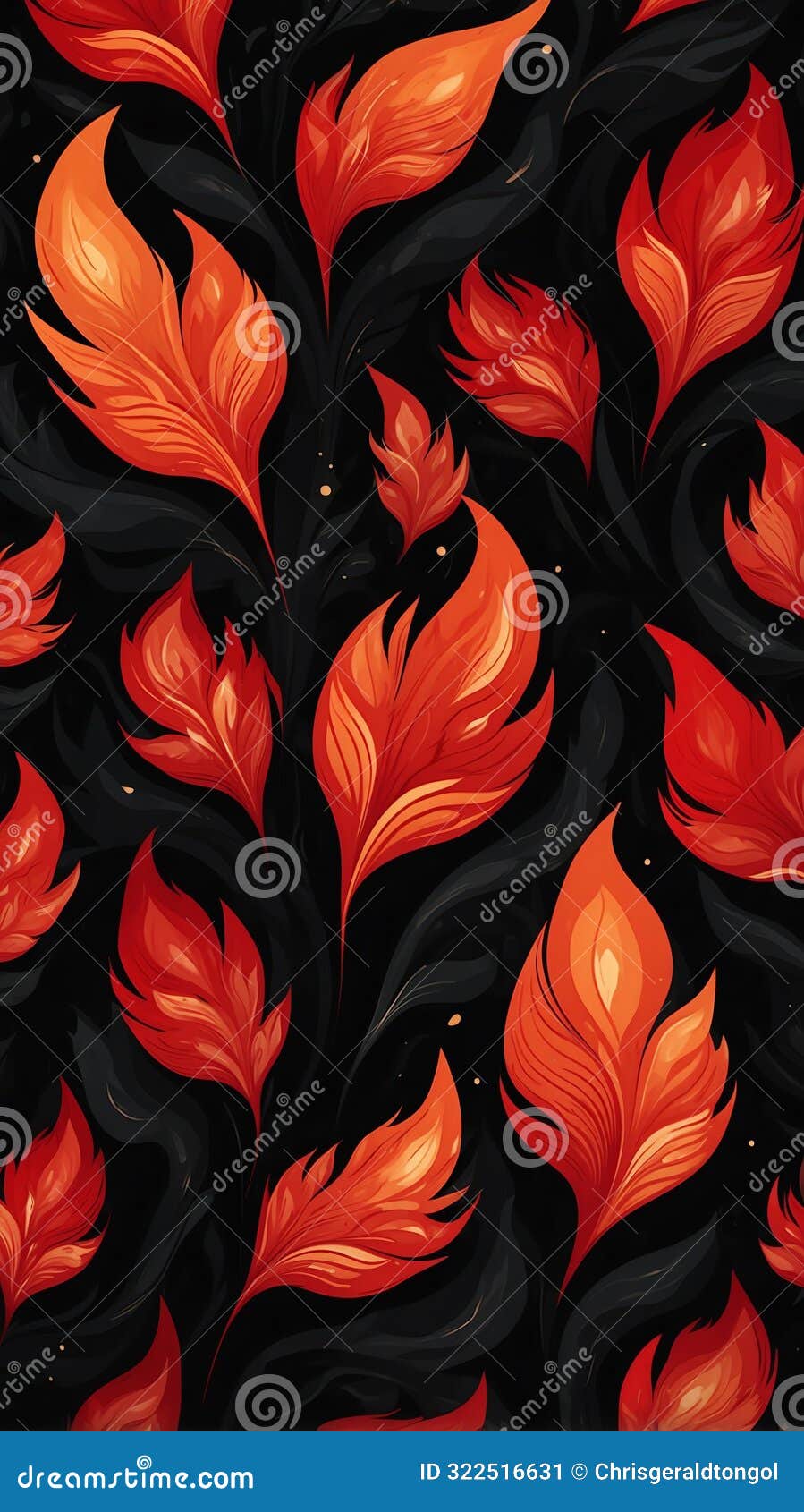 Abstract Red Fire Design in Black Ai Generated Stock Illustration ...