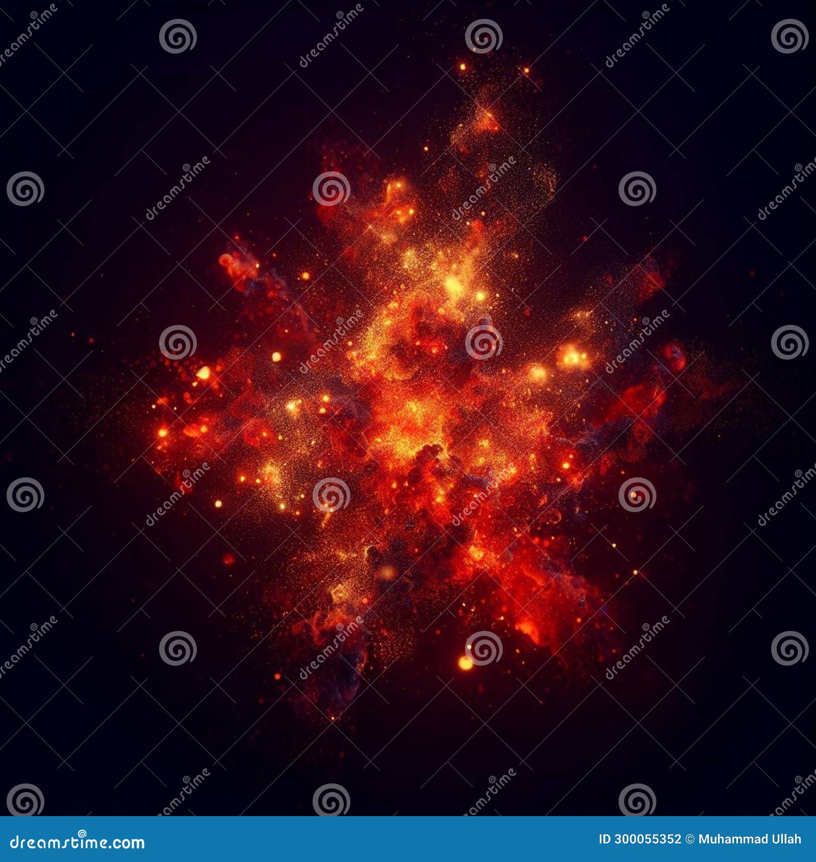 Abstract Red Fire Explosion on Dark Background. Fantasy Fractal Texture ...