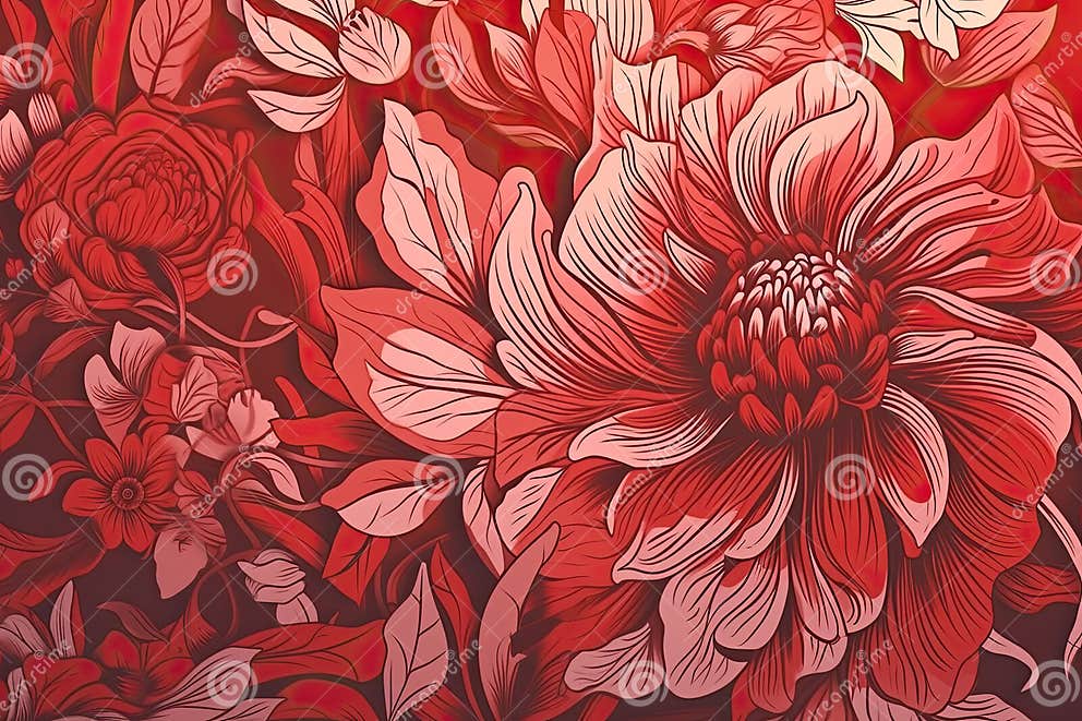 Abstract Red Floral Pattern Background Stock Illustration ...