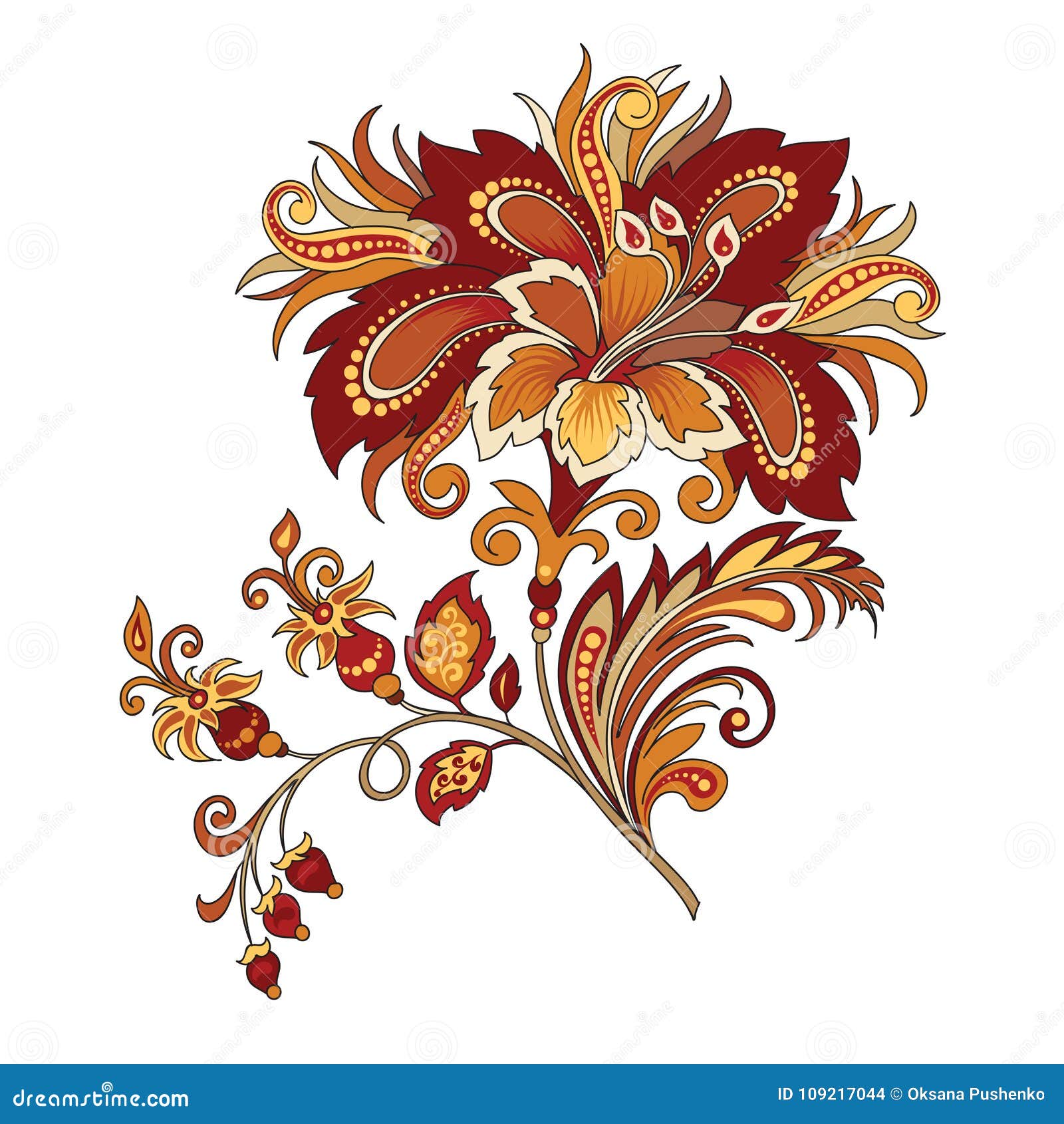 Abstract red flower stock vector. Illustration of embroidery - 109217044