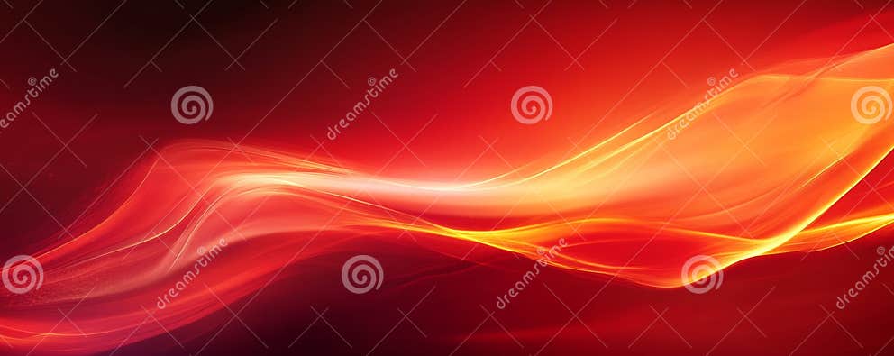 Abstract Red Flowing Wave Pattern, Digital Art Background. Energy and ...