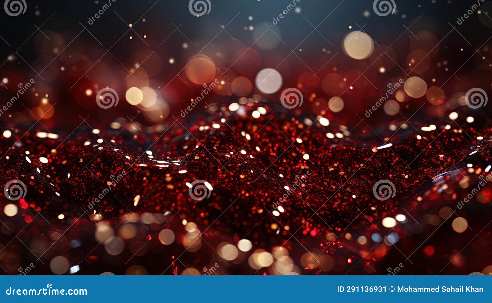 Abstract of Red Gel Particles Pattern Glitter Selective Focused ...