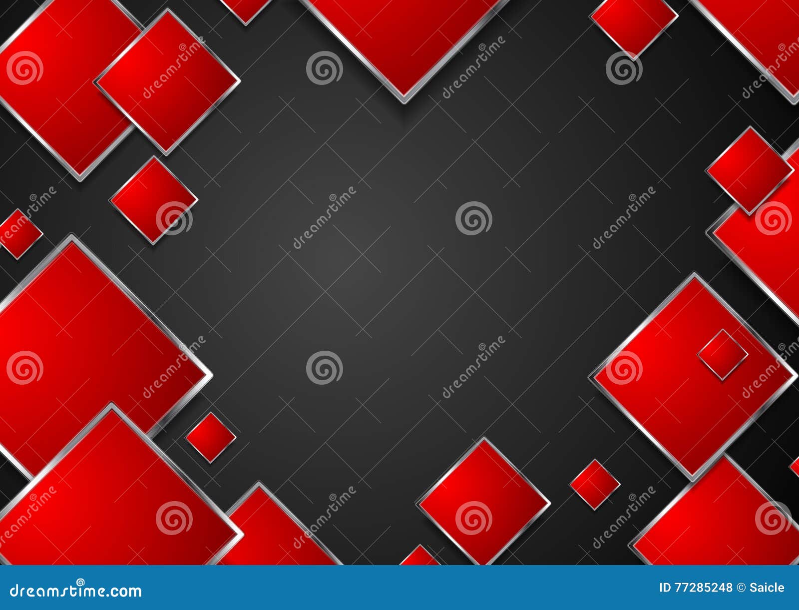 Abstract Red Geometric Squares with Metallic Frame Stock Vector ...