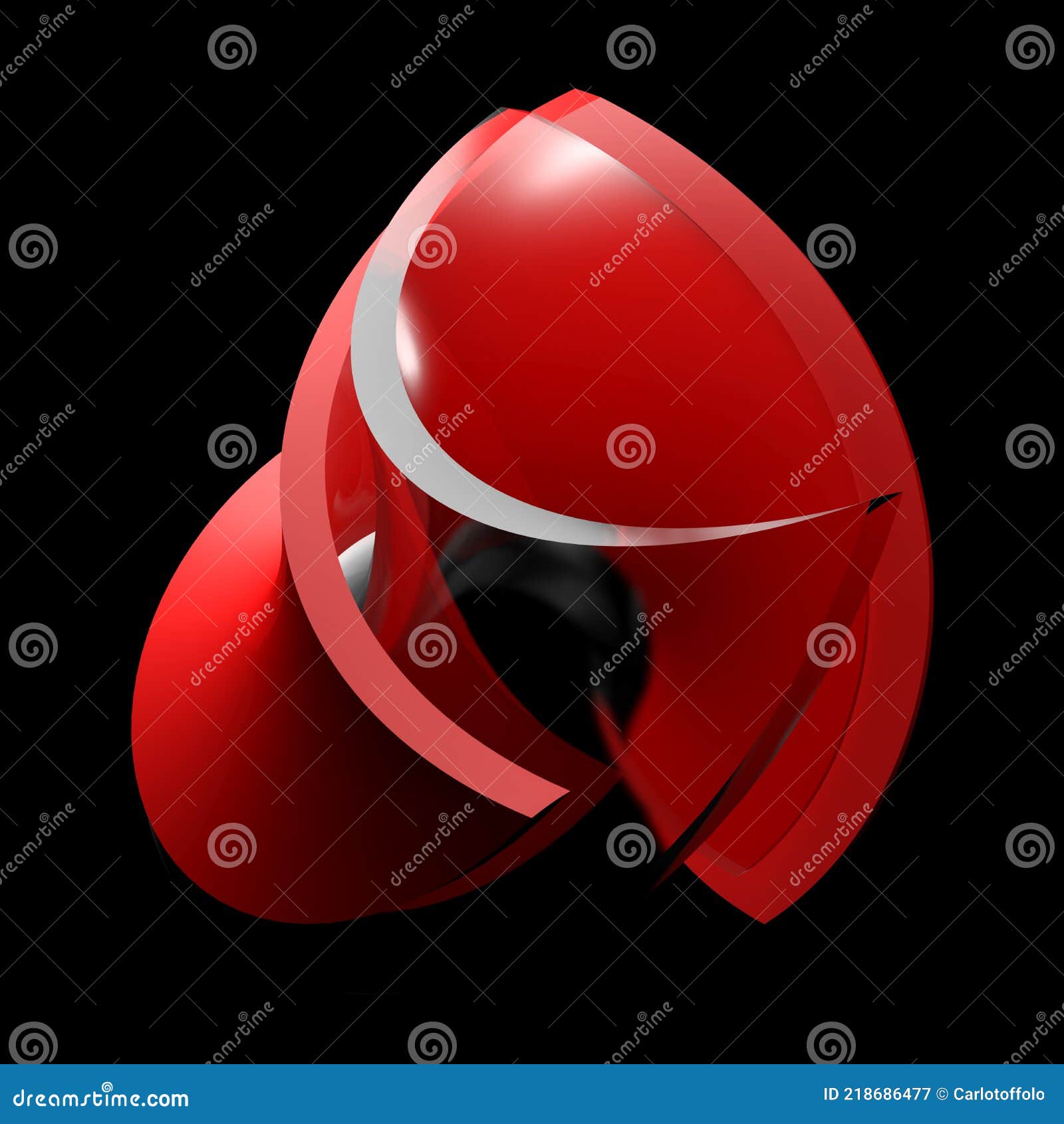 Abstract Red and Glass Icon on Black Background - 3D Rendering ...