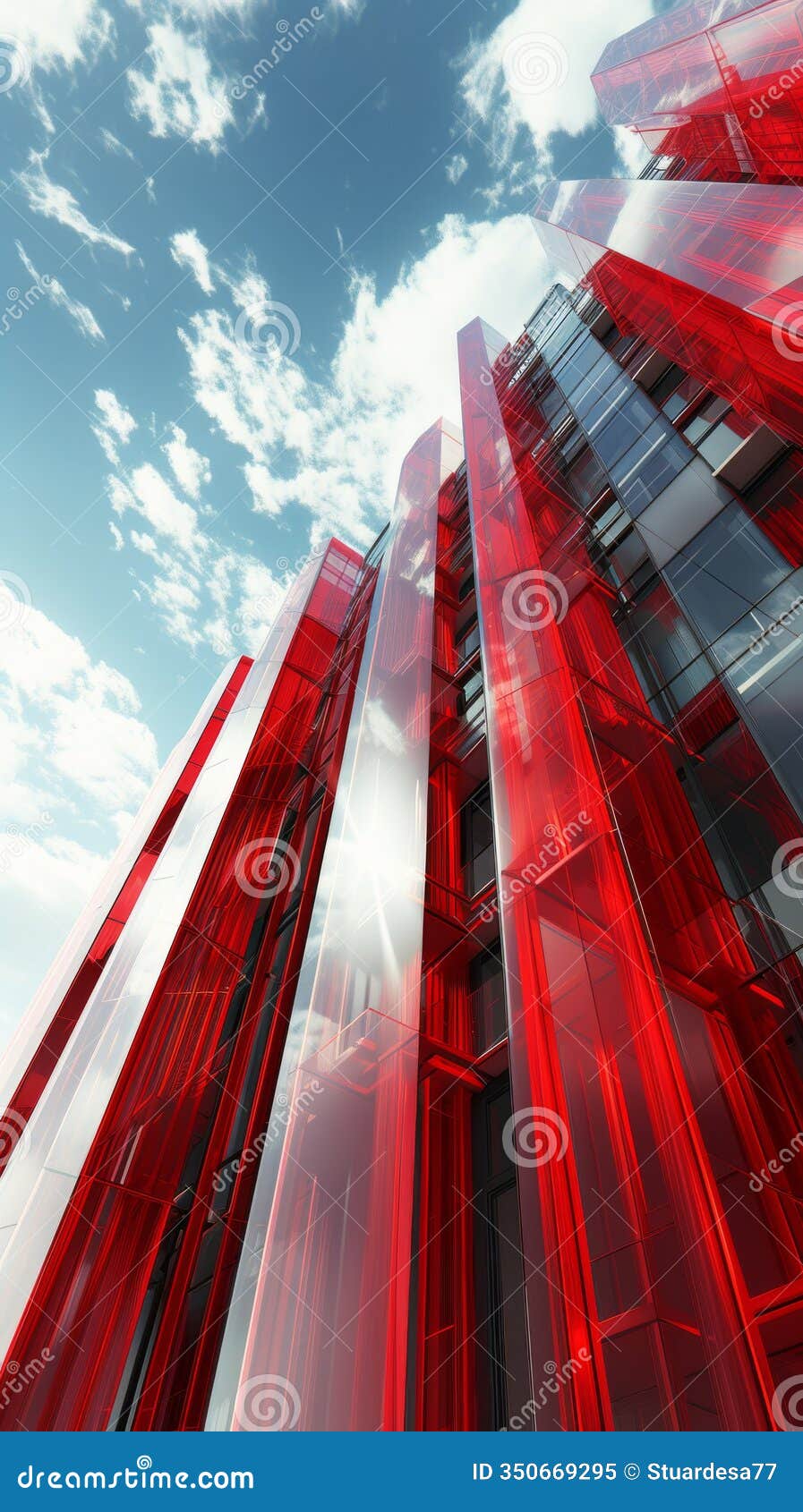 Abstract Red Glass Panels on a Modern Building Stock Image - Image of ...