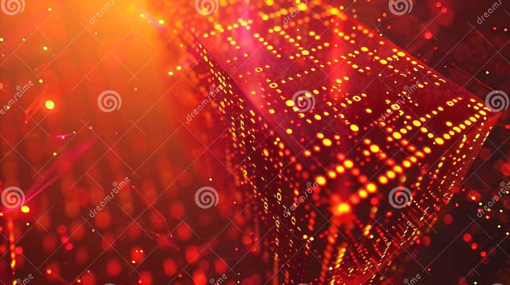 Abstract Red Glowing Dots and a Light Effect Background Stock ...