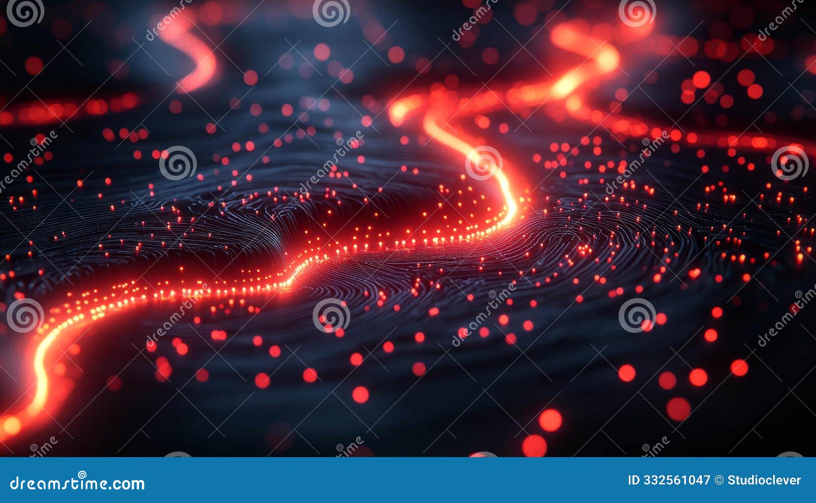 Abstract Red Glowing Neural Network Pathway Generative AI Stock ...