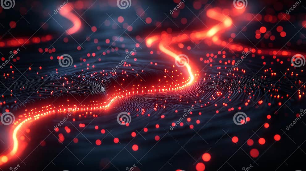Abstract Red Glowing Neural Network Pathway Generative AI Stock ...