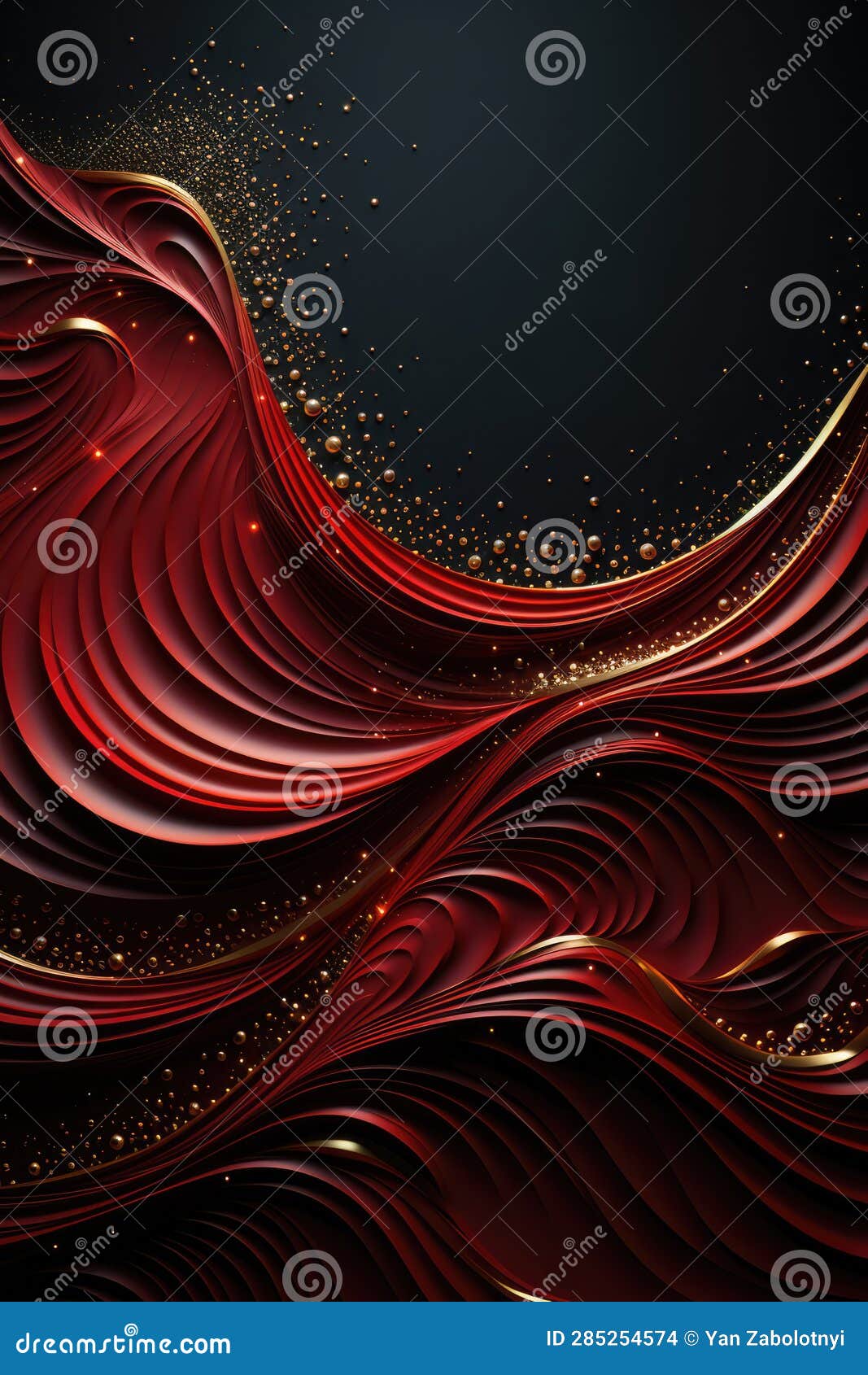 An Abstract Red and Gold Background with Wavy Lines Stock Illustration ...
