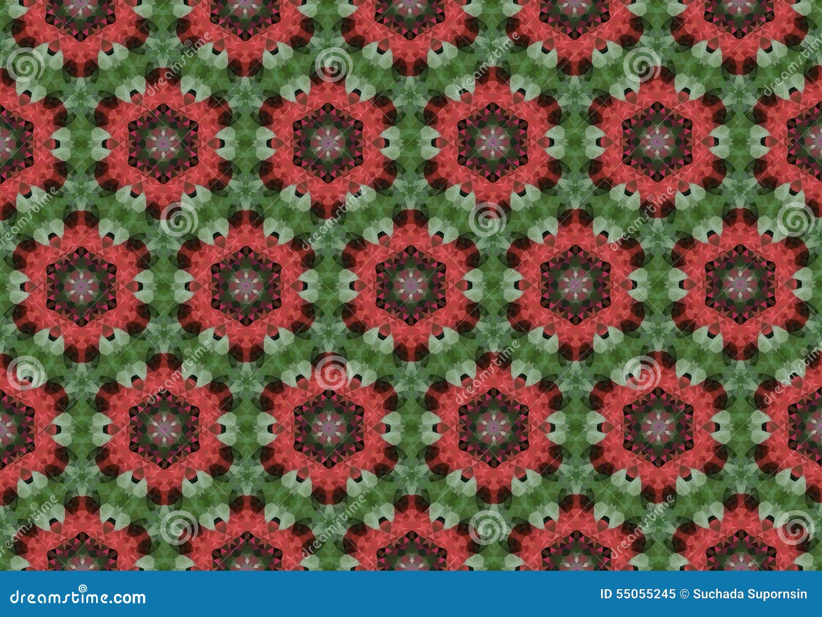 Abstract Red Green Flower Pattern Wallpaper. Stock Image - Image of ...