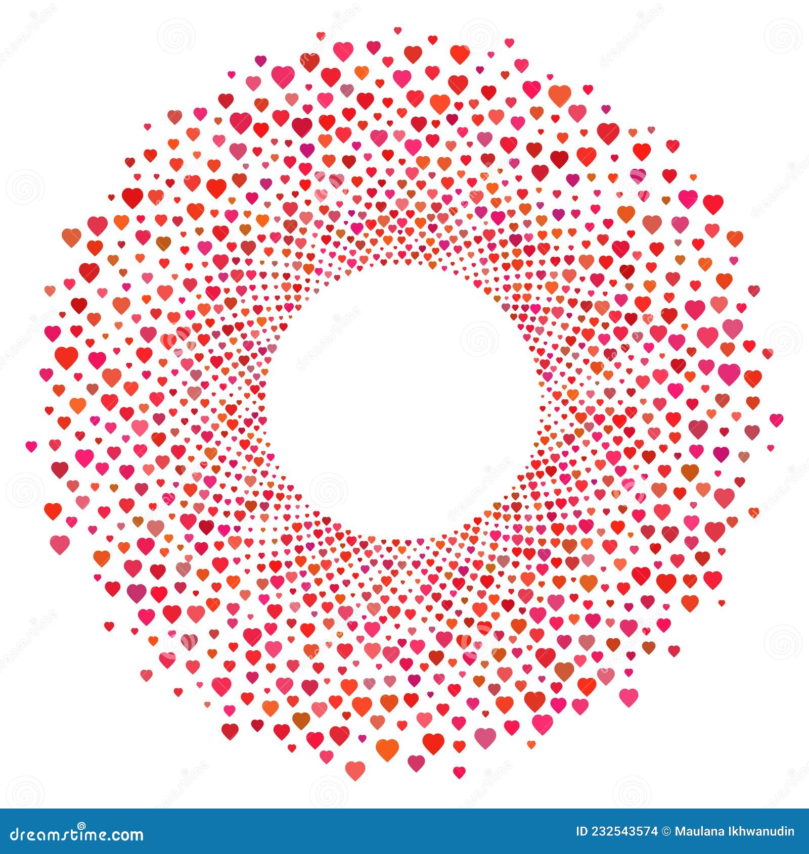 Abstract Red Heart Pattern Circle Frame Stock Vector - Illustration of ...