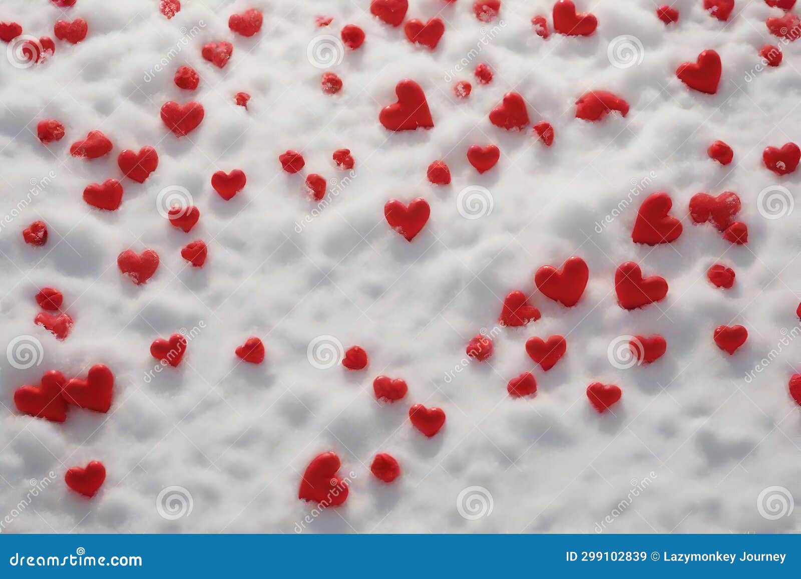 Abstract Red Hearts on Snow Background Stock Illustration ...