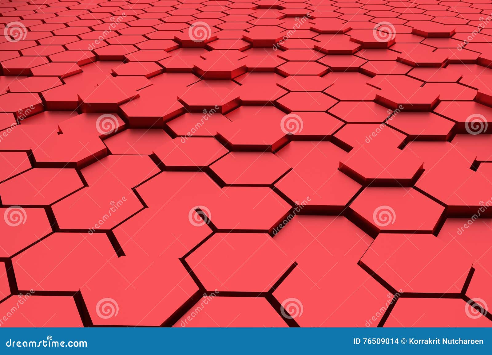 Abstract Red Hexagons 3d Rendering Background Stock Illustration ...