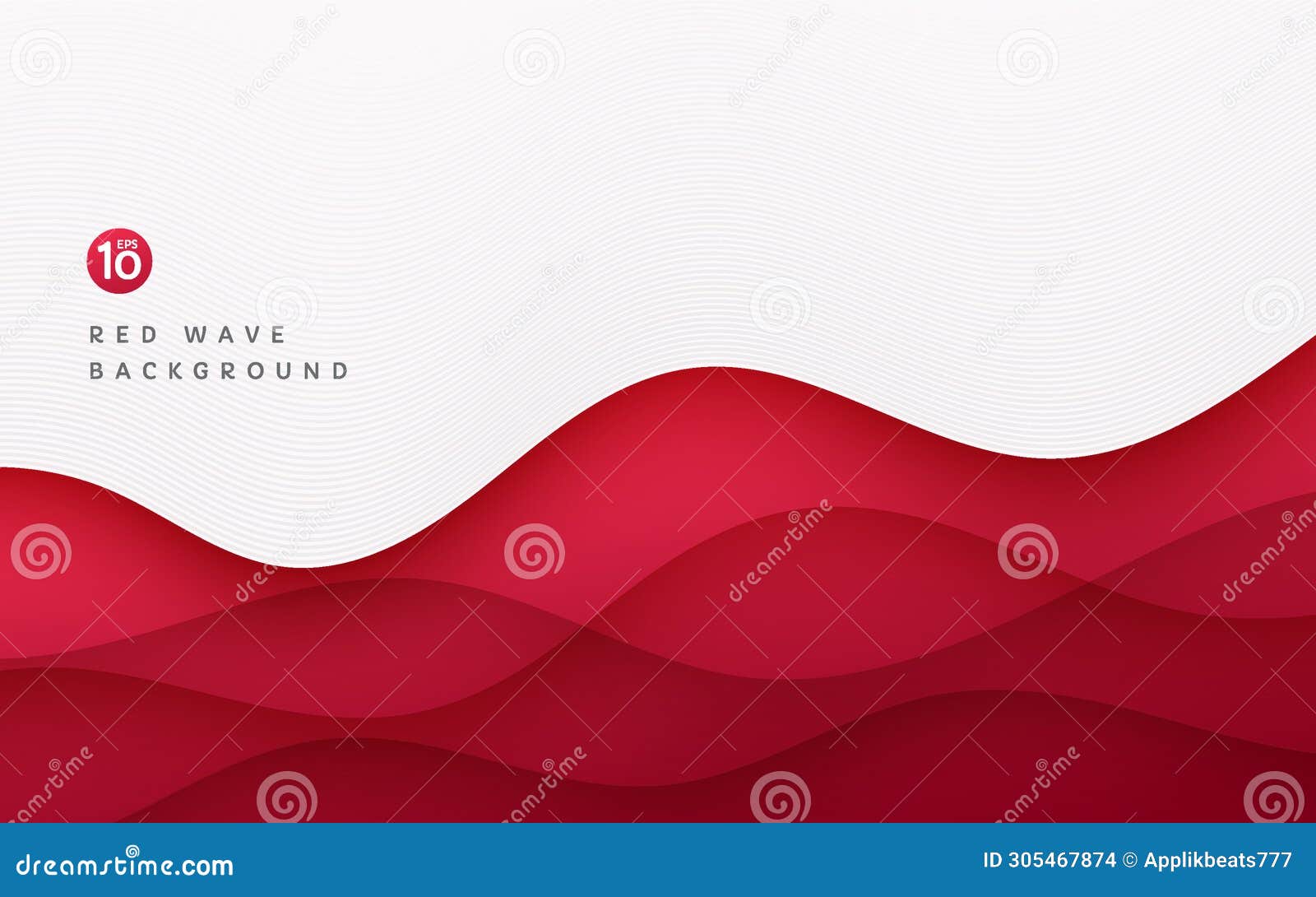 Abstract Red Layers Wavy Shape on White Background with Line Wave ...