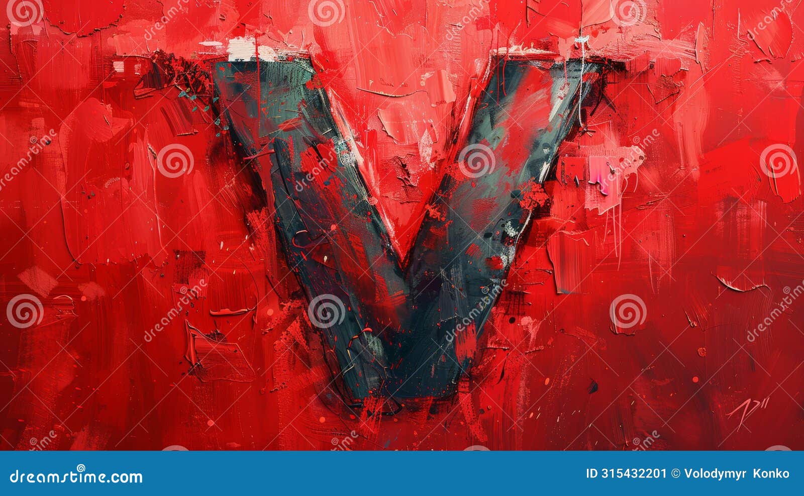 Abstract Red Letter V Artwork Stock Image - Image of style, generated ...