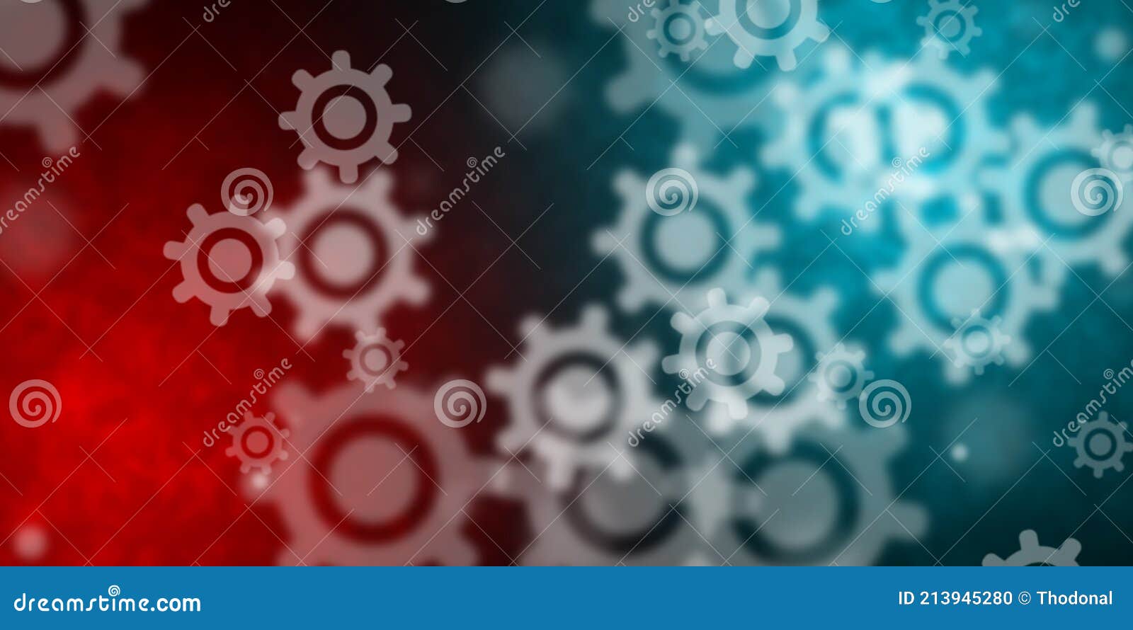 Abstract Red and Light Blue Background with Flying Cog Wheels Stock ...