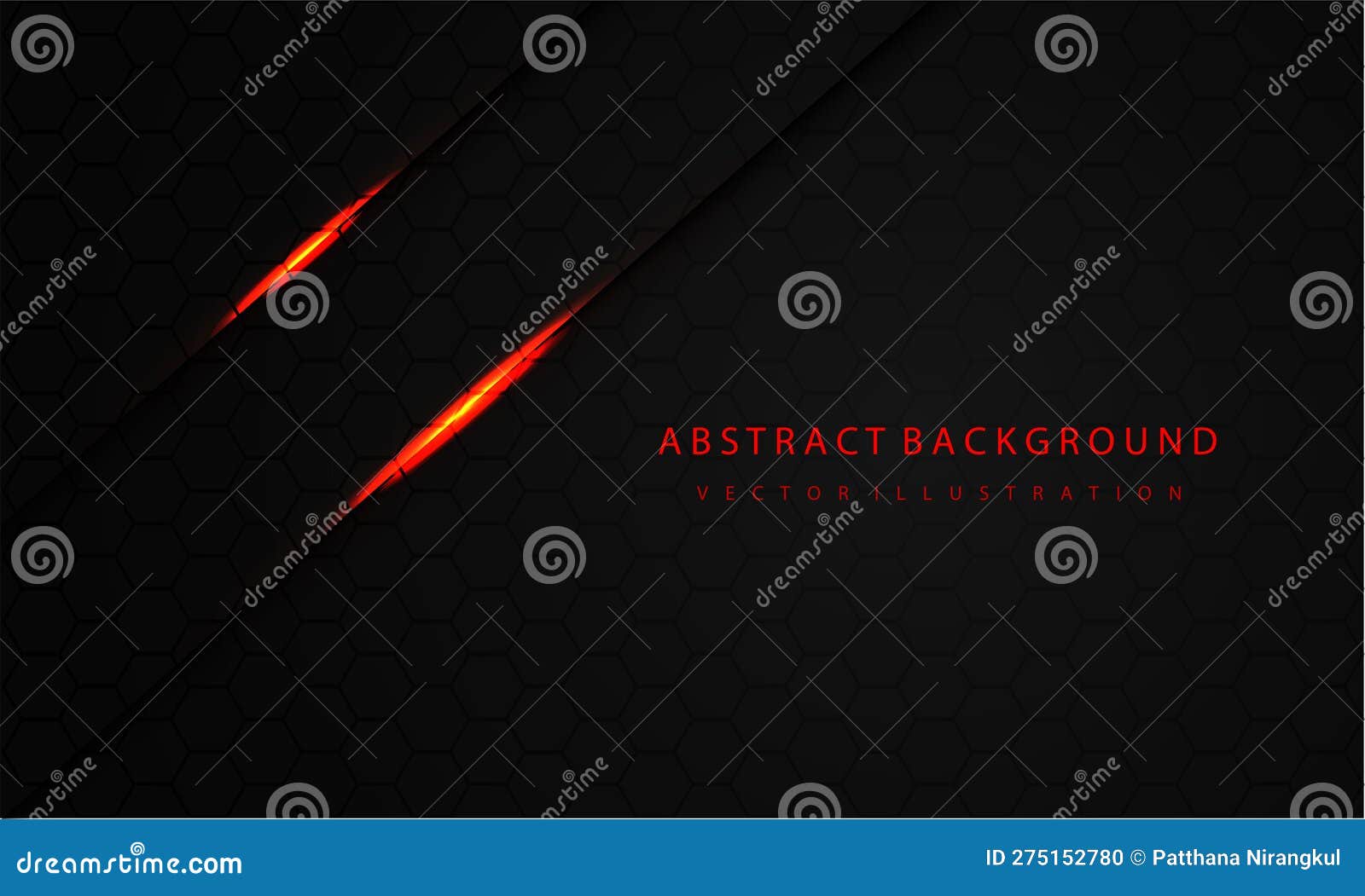 Abstract Red Light Shadow Slash on Dark Grey Black Hexagon Mesh Pattern ...