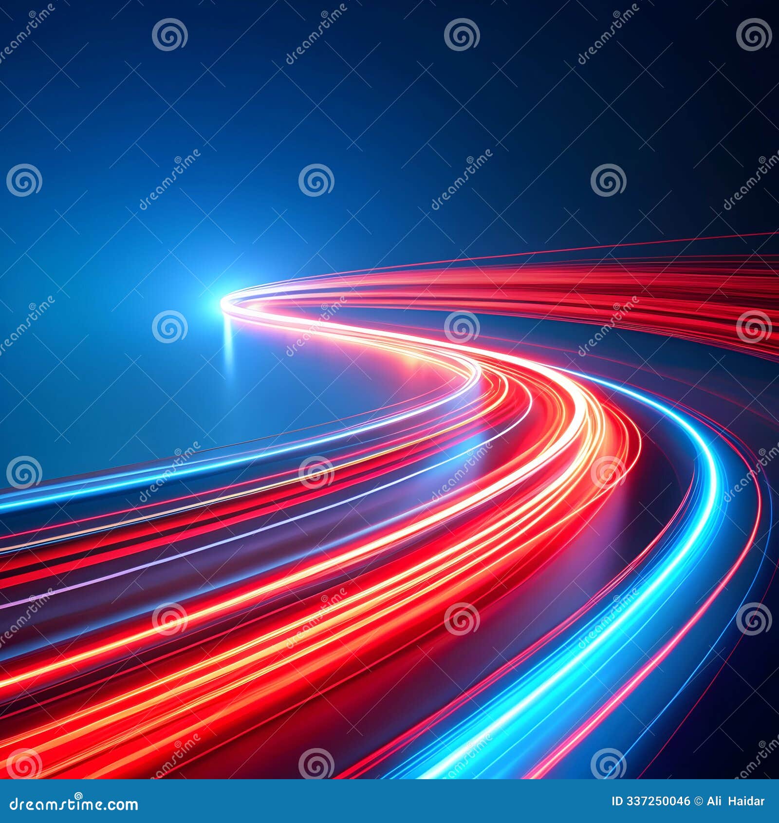 Abstract Red Light Trail on Blue Background Stock Illustration ...