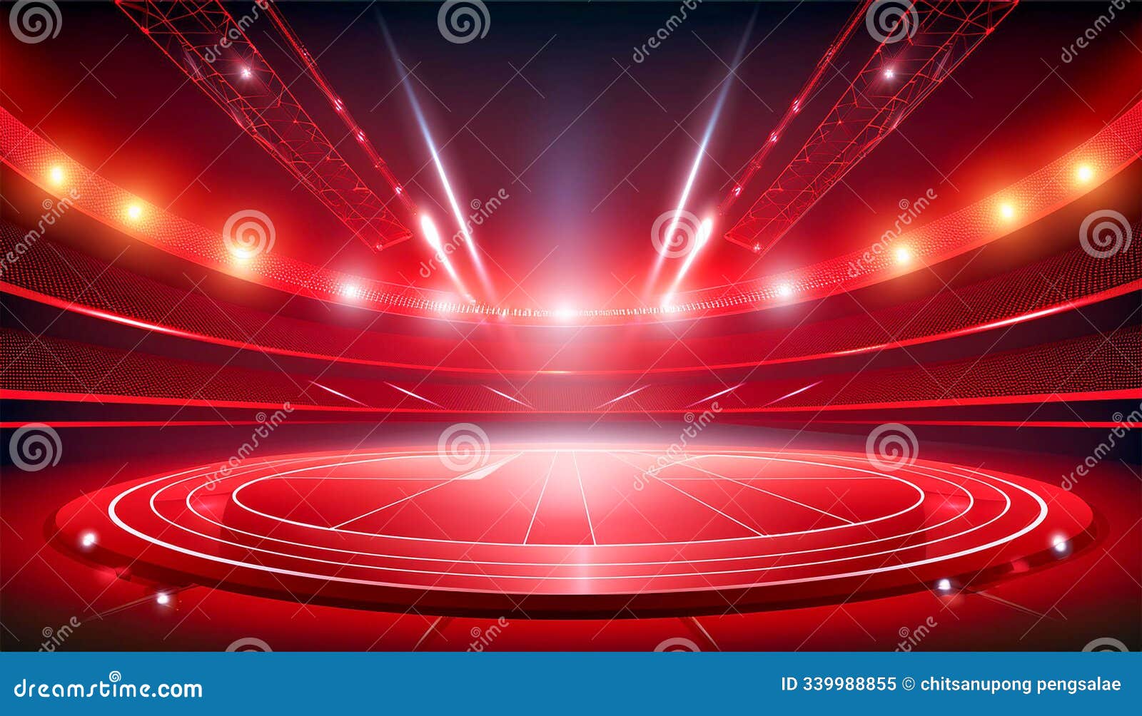 Abstract Red Lighting Tech Background Stadium Stage Hall with Scenic ...