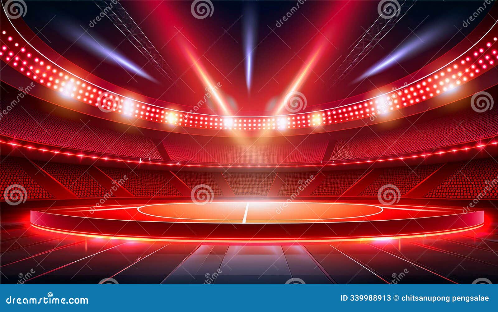 Abstract Red Lighting Tech Background Stadium Stage Hall with Scenic ...