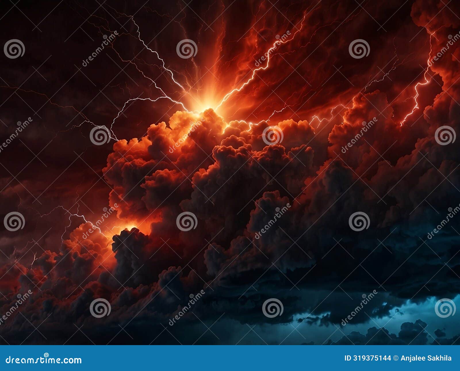 Abstract Red Lightning Cloud Background Banner Stock Photo - Image of ...