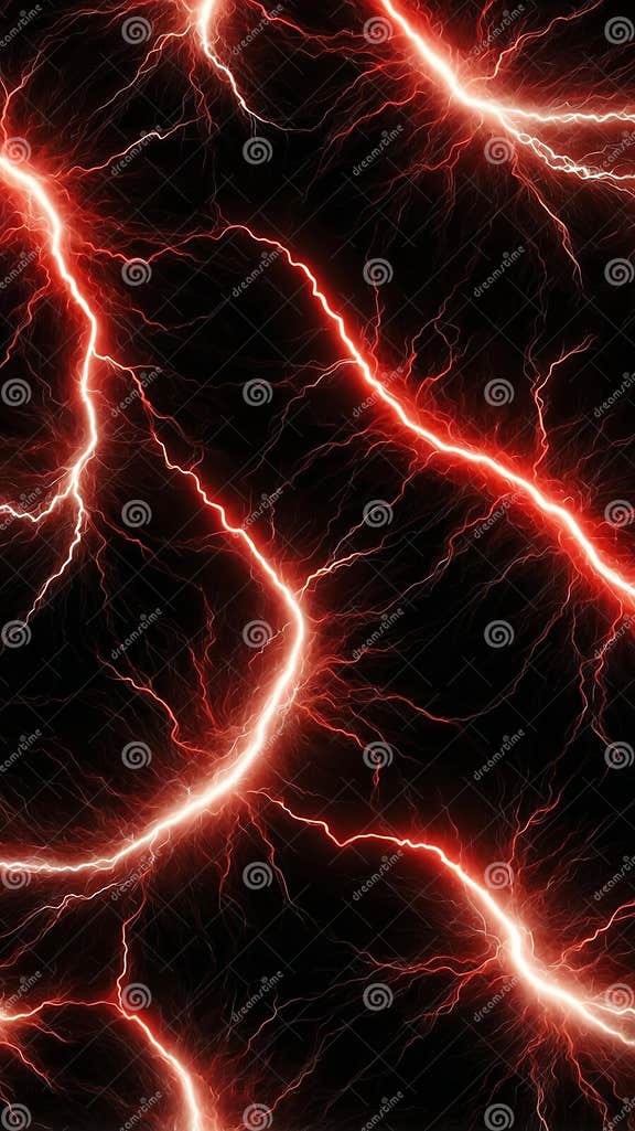 Abstract Red Lightning Design in Black Ai Generated Stock Illustration ...
