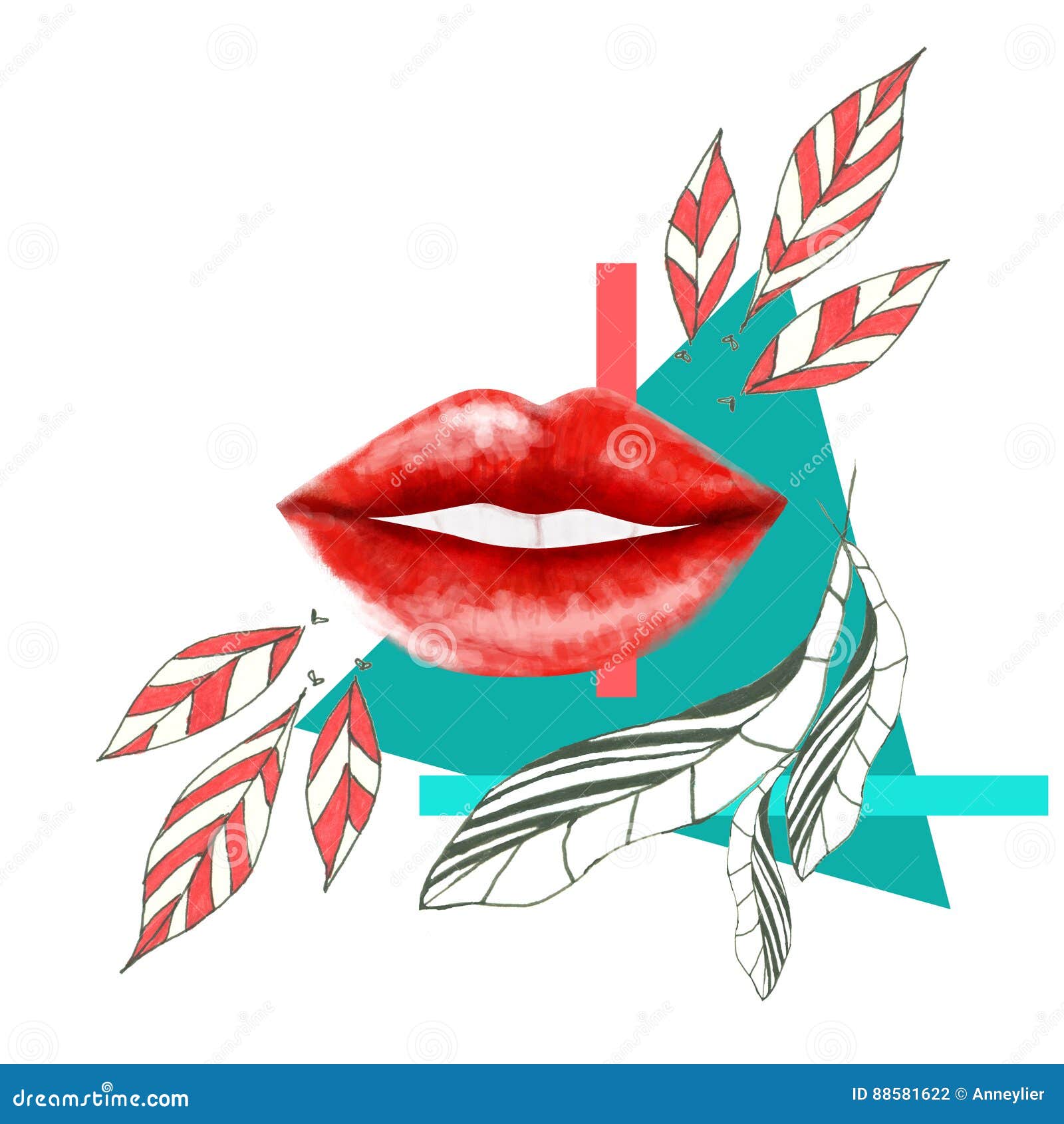 Abstract Red lips stock illustration. Illustration of stripes - 88581622