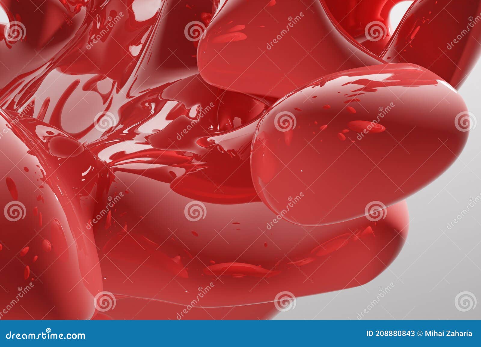 Abstract Red Liquid Drops Splashing - Illustration Computer Generated ...