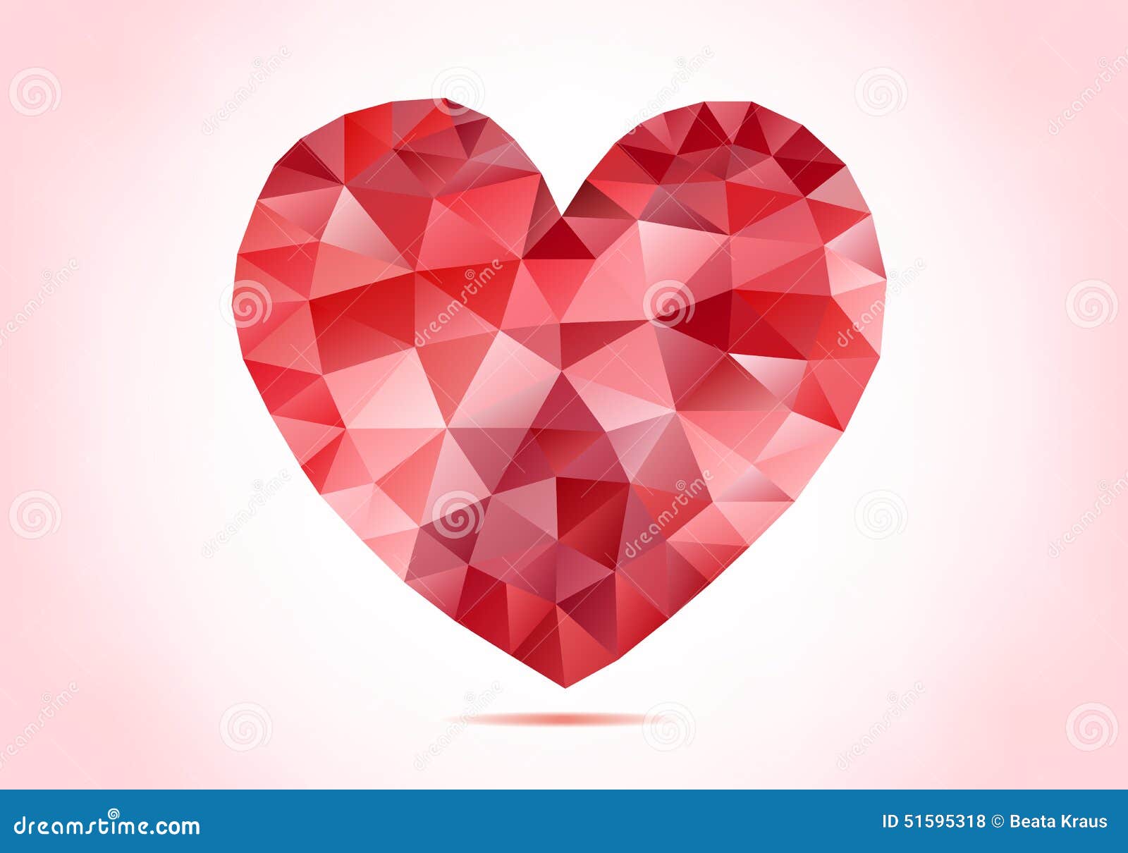 Low Poly Red Heart Isolated On White. Like Or Papercraft Concept. 3D ...