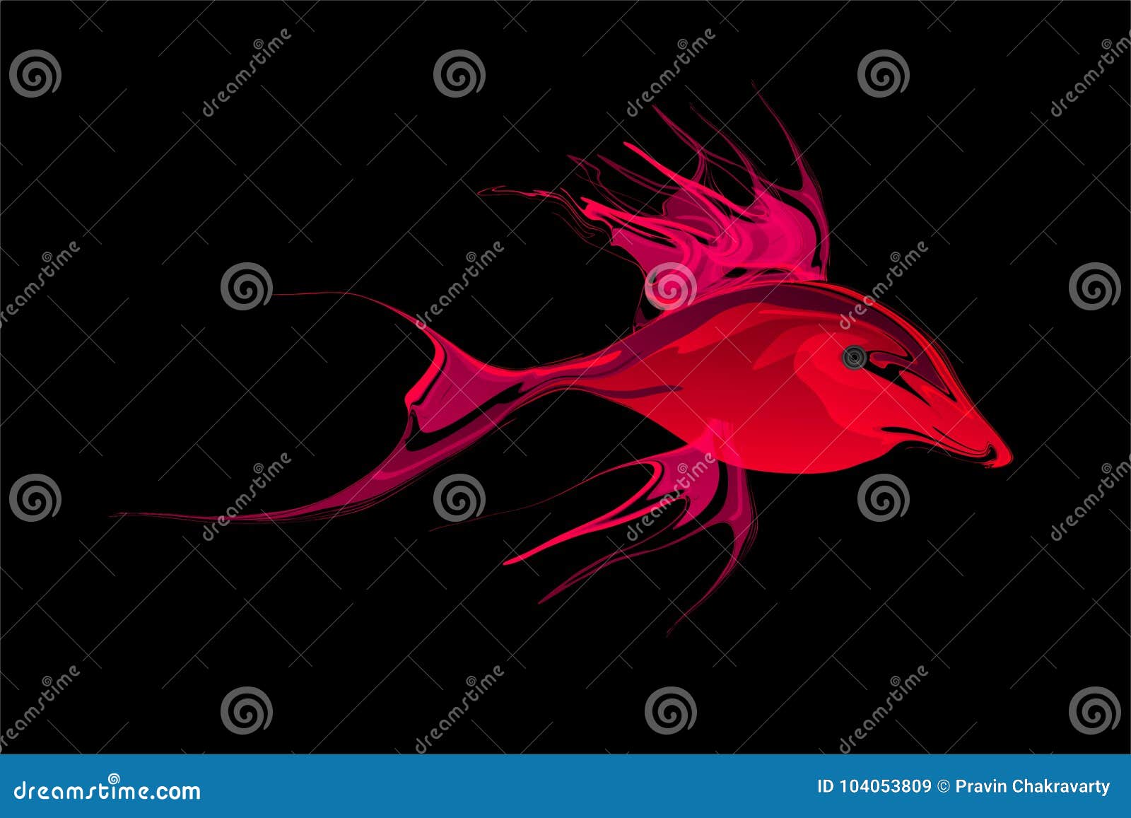 Abstract Red and Magenta Shaded Fish with Black Background. Vector ... Abstract Red and Magenta Shaded Fish with Black Background. Vector ...