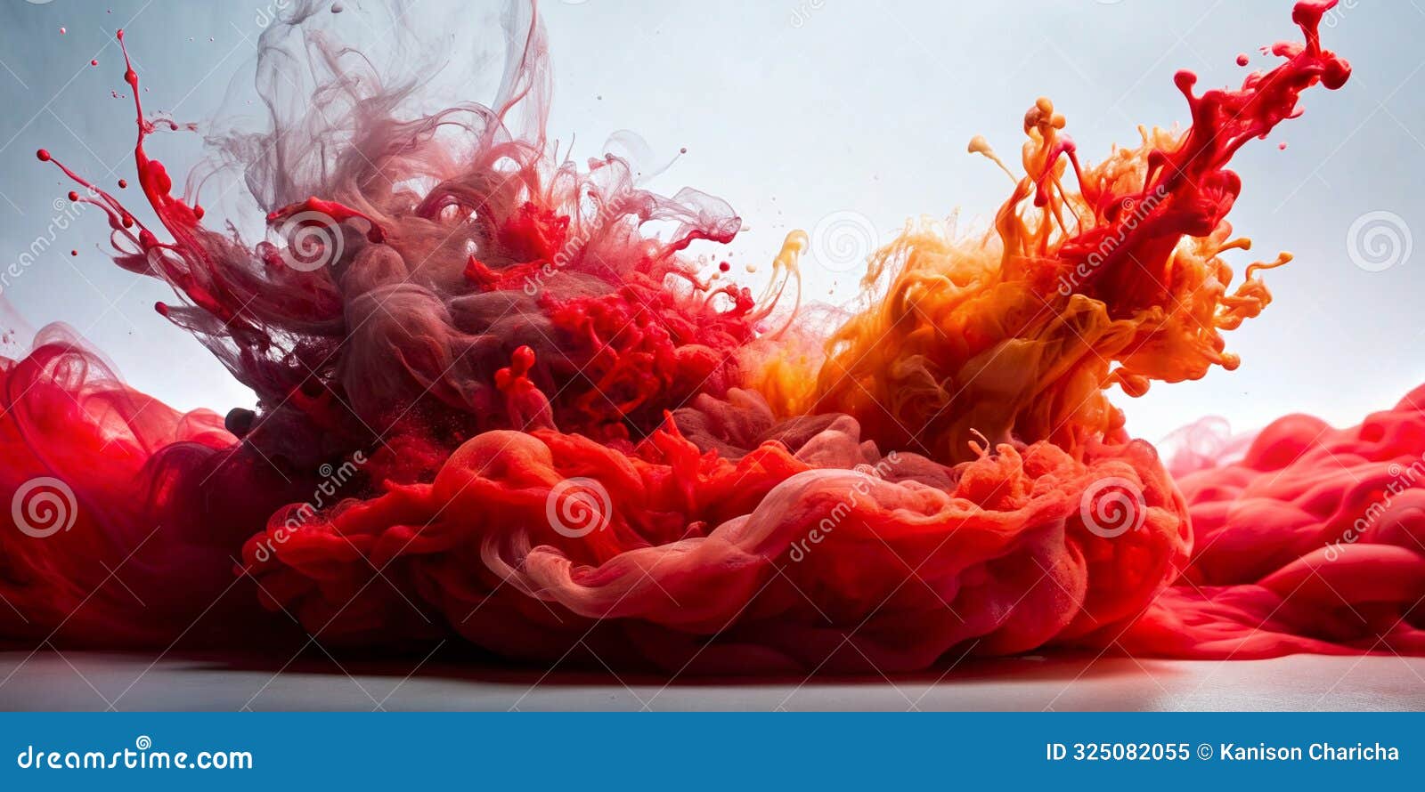Abstract Red Mix Colored Inks Splash in Water Background Creative AI ...