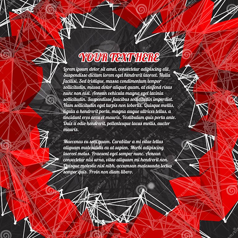 Abstract Red Modern Triangulation Frame on a Black Striped Background ...