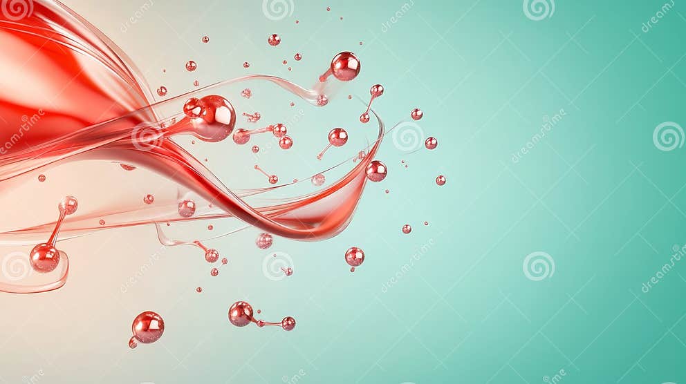 Abstract Red Molecular Structure Fluid Dynamics Scientific ...