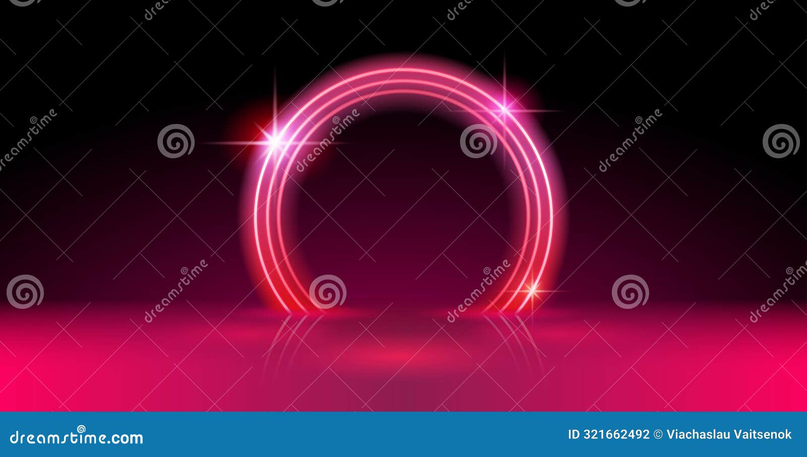 Abstract Red Neon Background with Round Frame Stock Vector ...