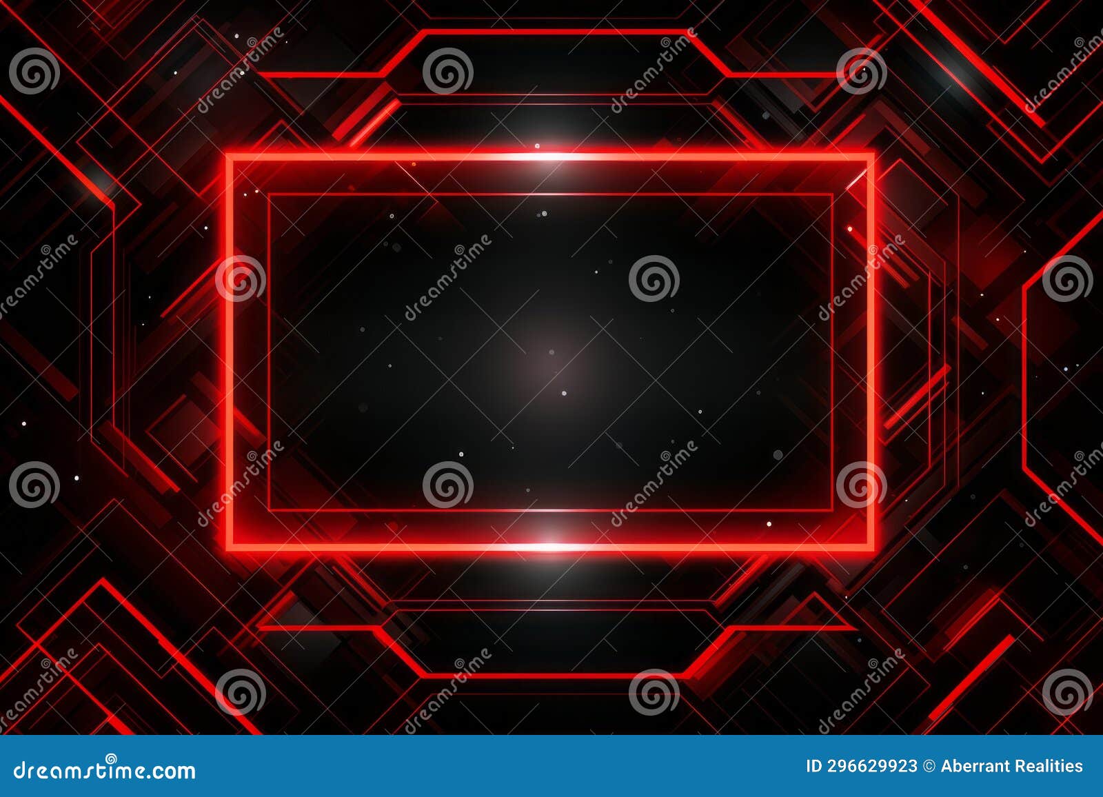 Abstract Red Neon Frame on a Black Background Stock Illustration ...
