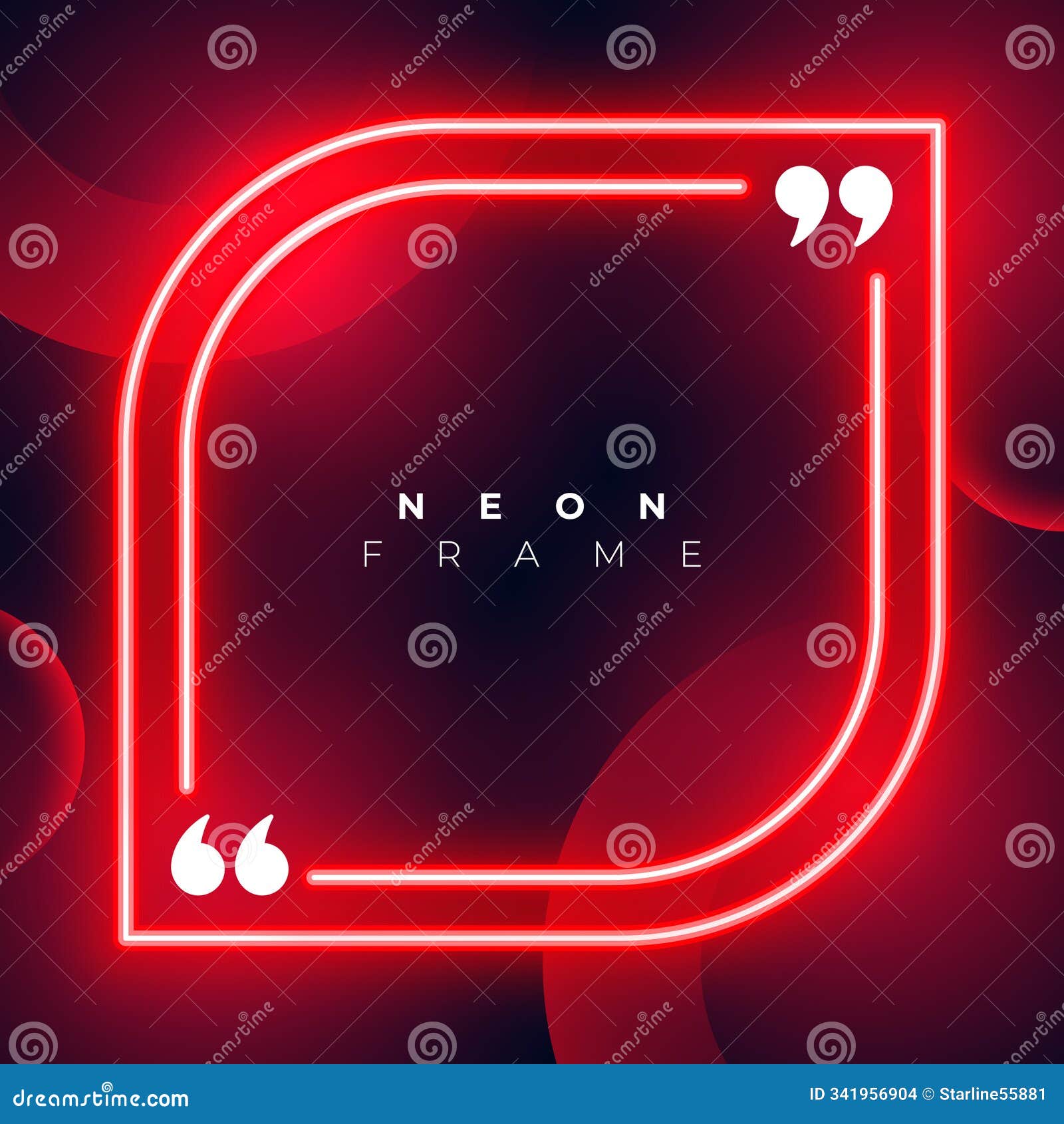 Abstract Red Neon Geometric Frame with Quotation Mark Stock Vector ...