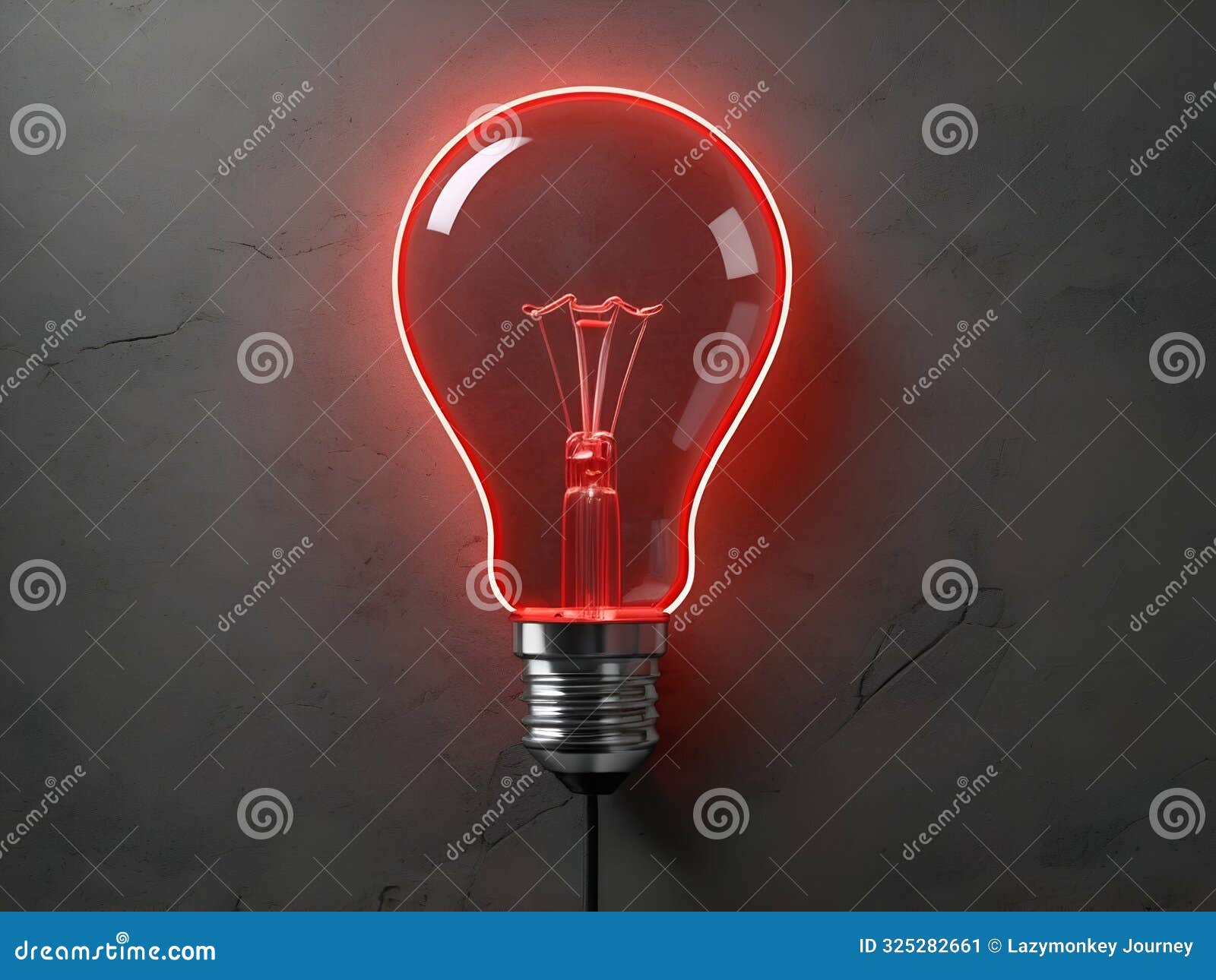 Abstract a Red Neon Light Bulb on Cement Wall Stock Illustration ...