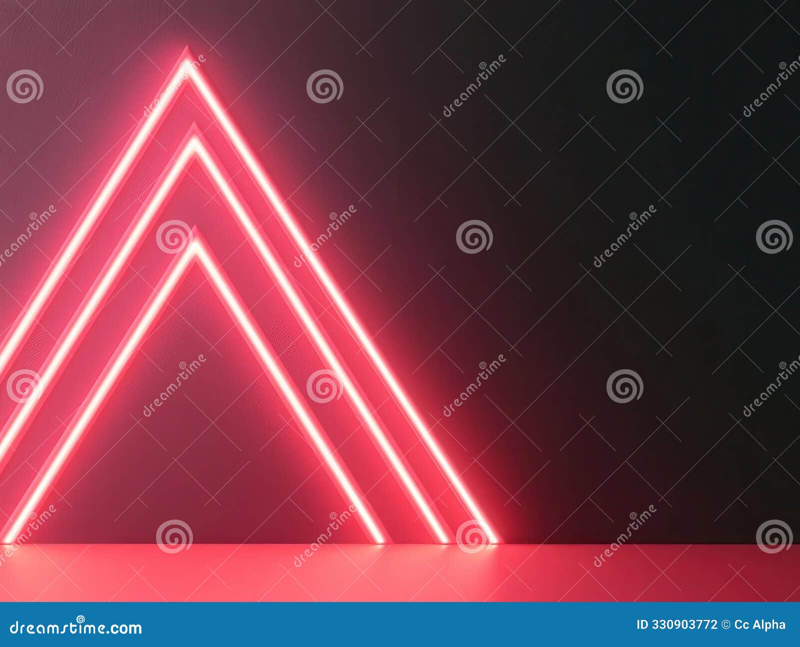 Abstract Red Neon Light Triangle Shape on Black Background Stock ...